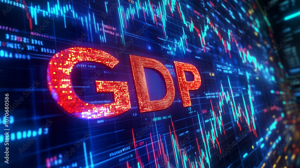 GDP - Gross Domestic Product sign in 3D letters on a background of ...