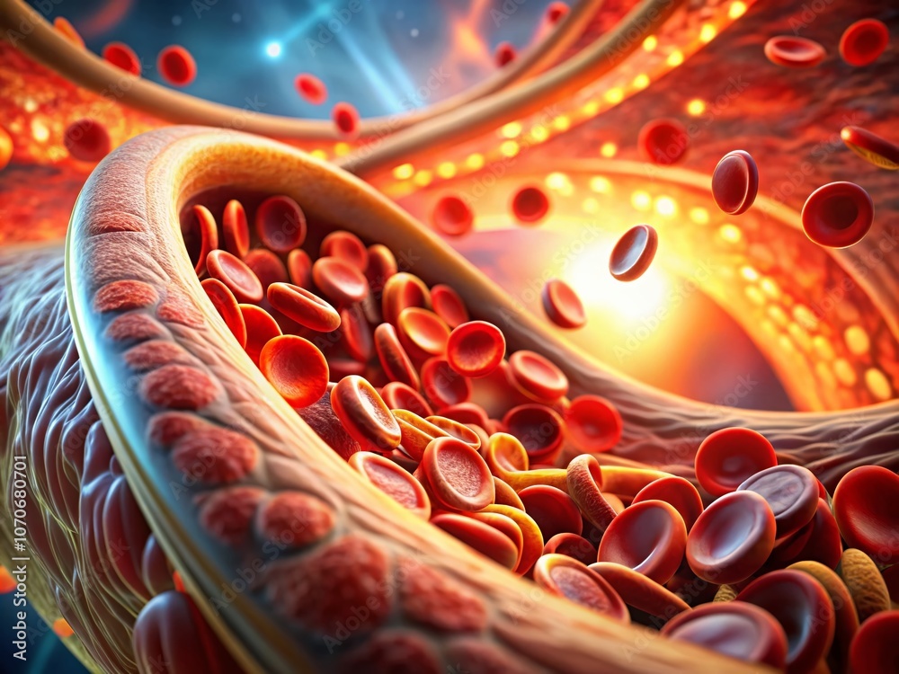 Cross-Section of an Artery with Flowing Red Blood Cells: A Detailed ...