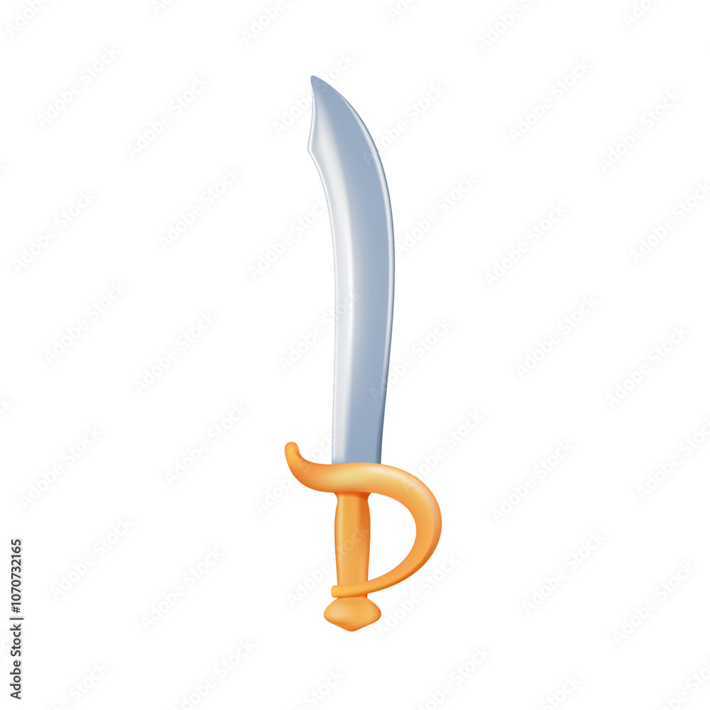 Sword 3D illustration realistic icon. Fantasy cartoon stylized stabbing ...