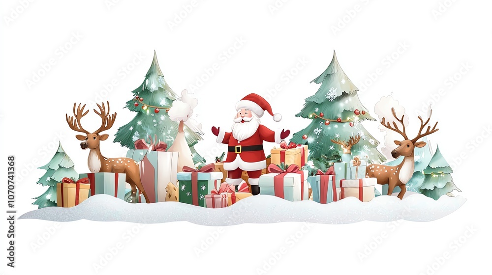 Stock-Illustration „Santa Claus parade float with reindeer and presents ...
