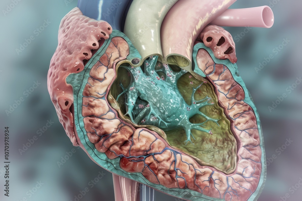 Detailed Diagram of Heart Valve Affected by Infective Endocarditis for ...