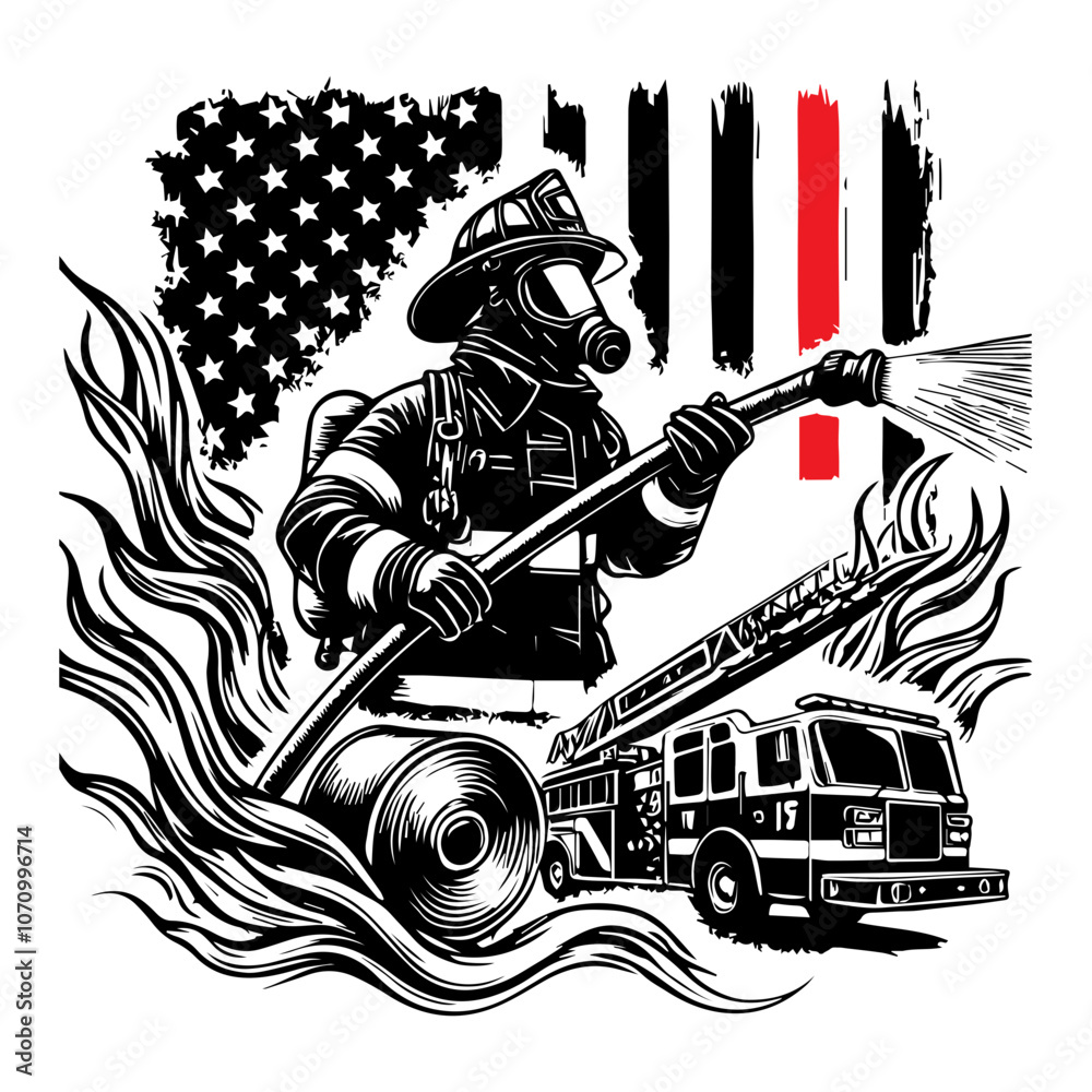 Vector de Stock Firefighter svg png, firefighter flag svg, fireman svg ...