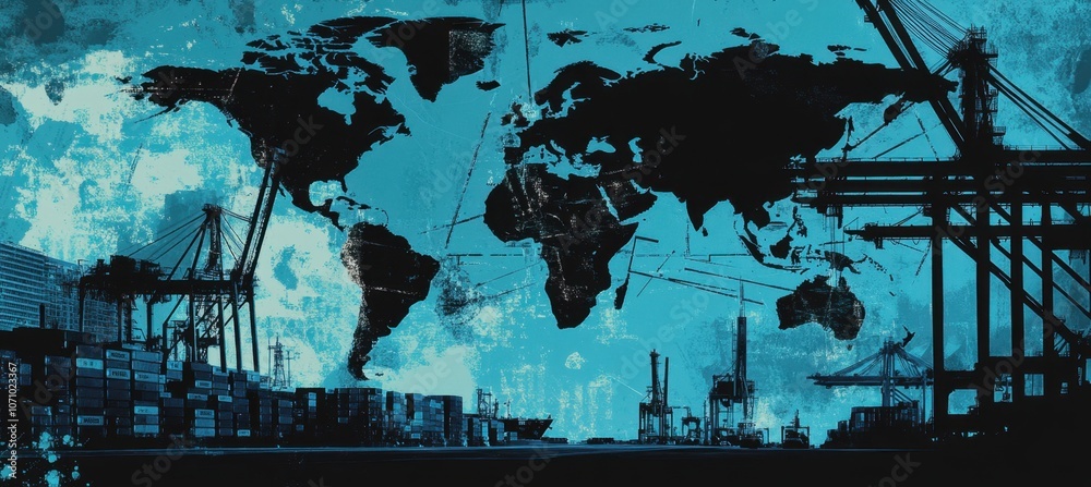 global logistics network with cargo ships and containers on the ...