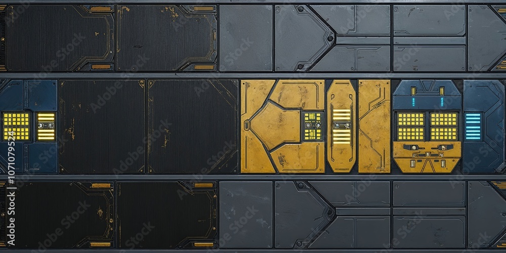 Ilustración de Stock Sci Fi Metal Panel Textures for Game Design in ...