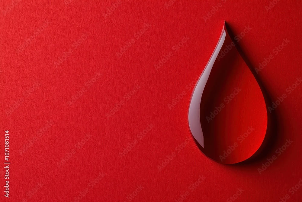 Paper blood drop on red background symbolizes blood disorders like ...