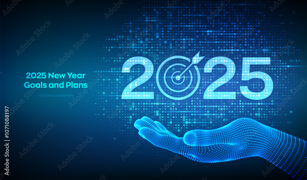 2025 New year Goals and plans. Numbers 2025 made with currency symbols ...