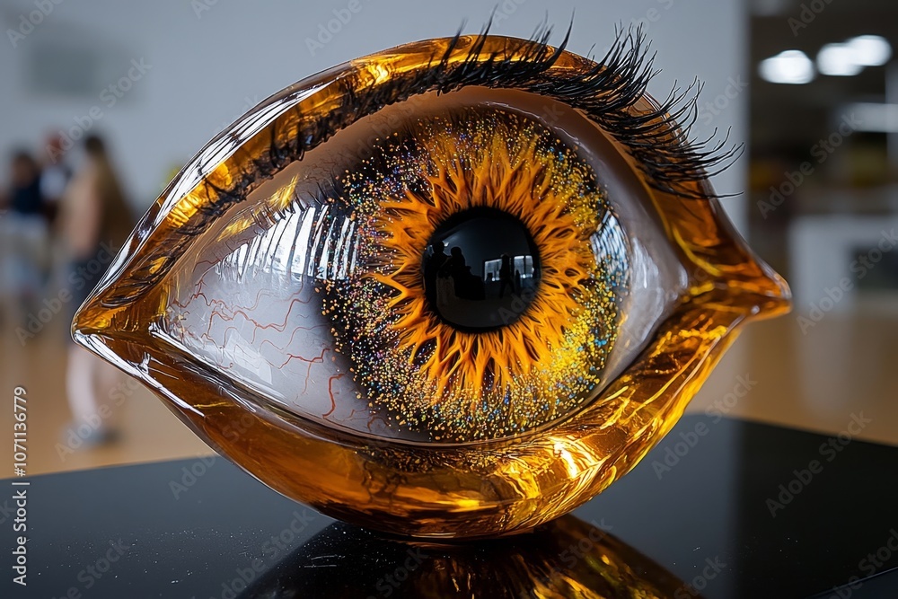 Realistic eye with small flecks of color in the iris, showing unique ...