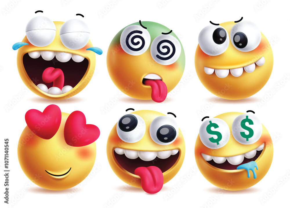 Humor emoji vector characters set. Emojis clip art facial expression ...