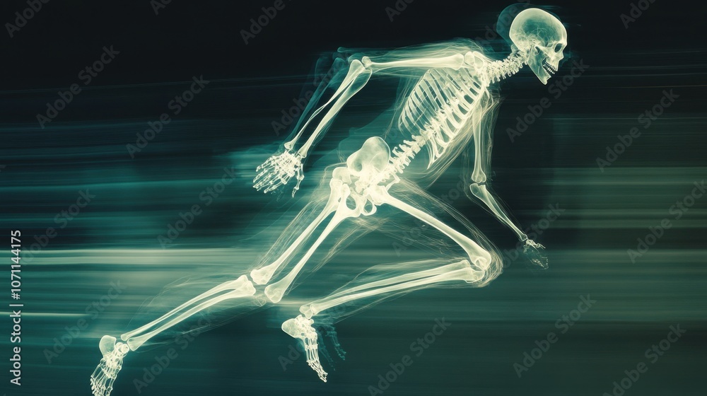 X-ray Image of a Running Human Skeleton in Motion Stock Illustration ...