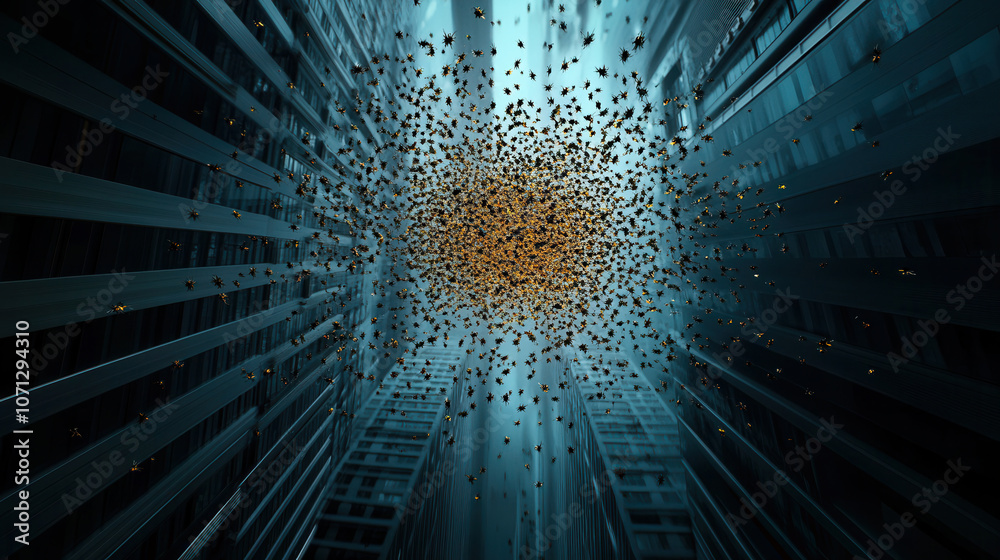 swarm of insects forming mesmerizing pattern in urban setting ...