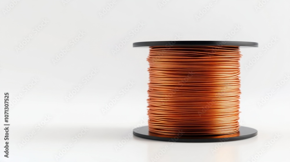 Electrical wire spool with copper wires, isolated on white, perfect for ...