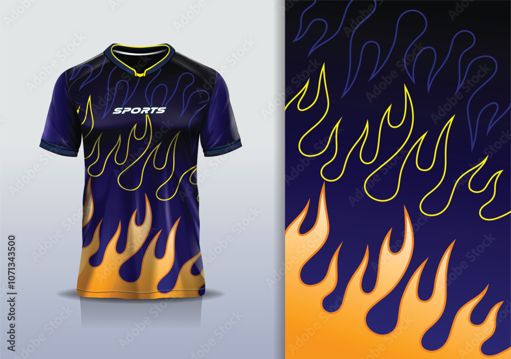 Sport jersey design template mockup flame fire line star pattern for ...