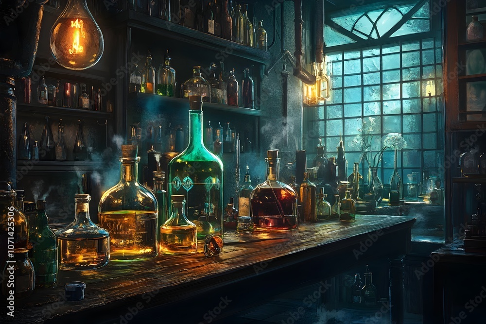 Exclusive Perfume Distillery With Ornate Glass Beakers and Alembics ...