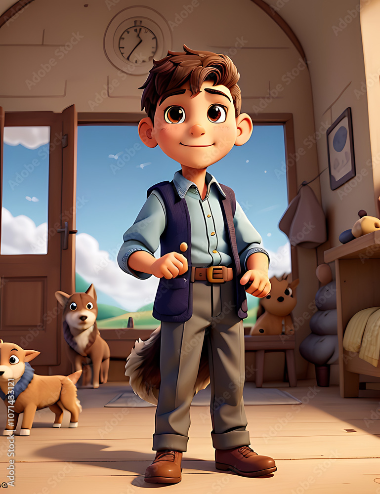 The Boy Who Cried Wolf – Illustration of a Shepherd Boy Frantically ...