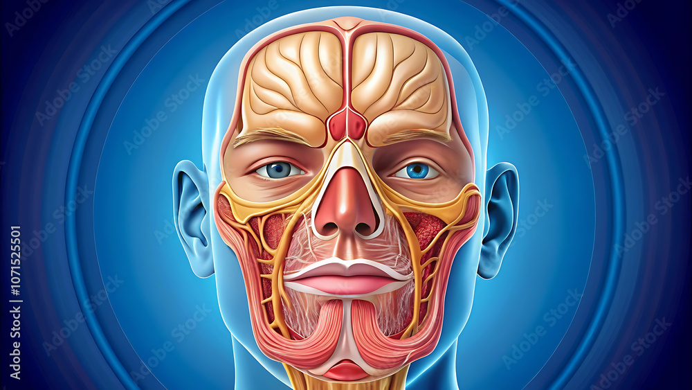 Medical Diagram Of Anatomy Of Nose Mouth Larynx And Pharynx With Annotations Stock