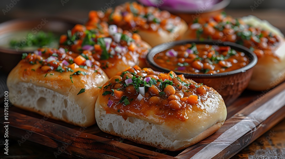 Maharashtrian misal pav spicy bean curry served with buttered bread ...