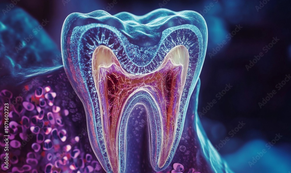 Dental anatomy illustration showing healthy teeth cross-section Stock ...