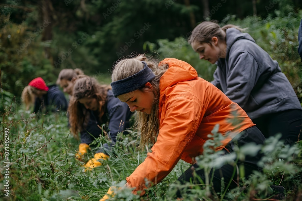 Corporate Employees Volunteer in Nature Based Team Building Activity ...