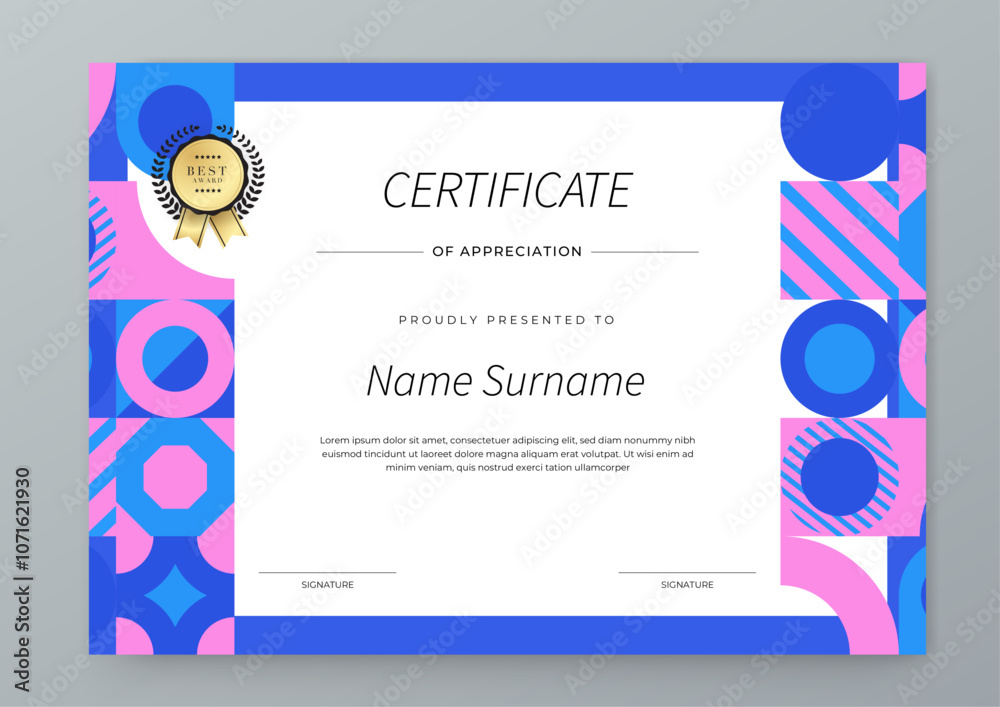 Colorful Geometric Shape design geometric modern minimalist certificate ...