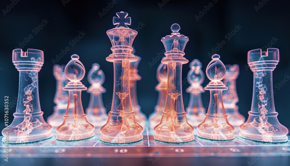 X-ray scan of a chess set, displaying the pieces and their internal ...