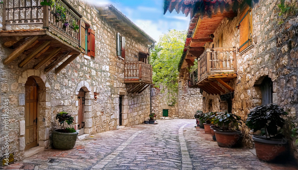Historical houses built with wooden and stone architecture in Turkey ...