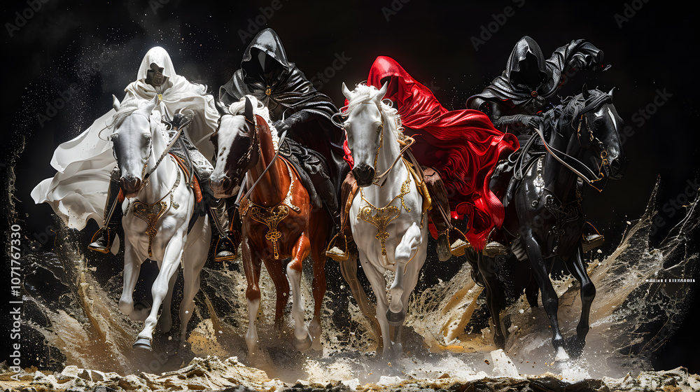 Four Horsemen of the Apocalypse - white for conquest, red for war ...