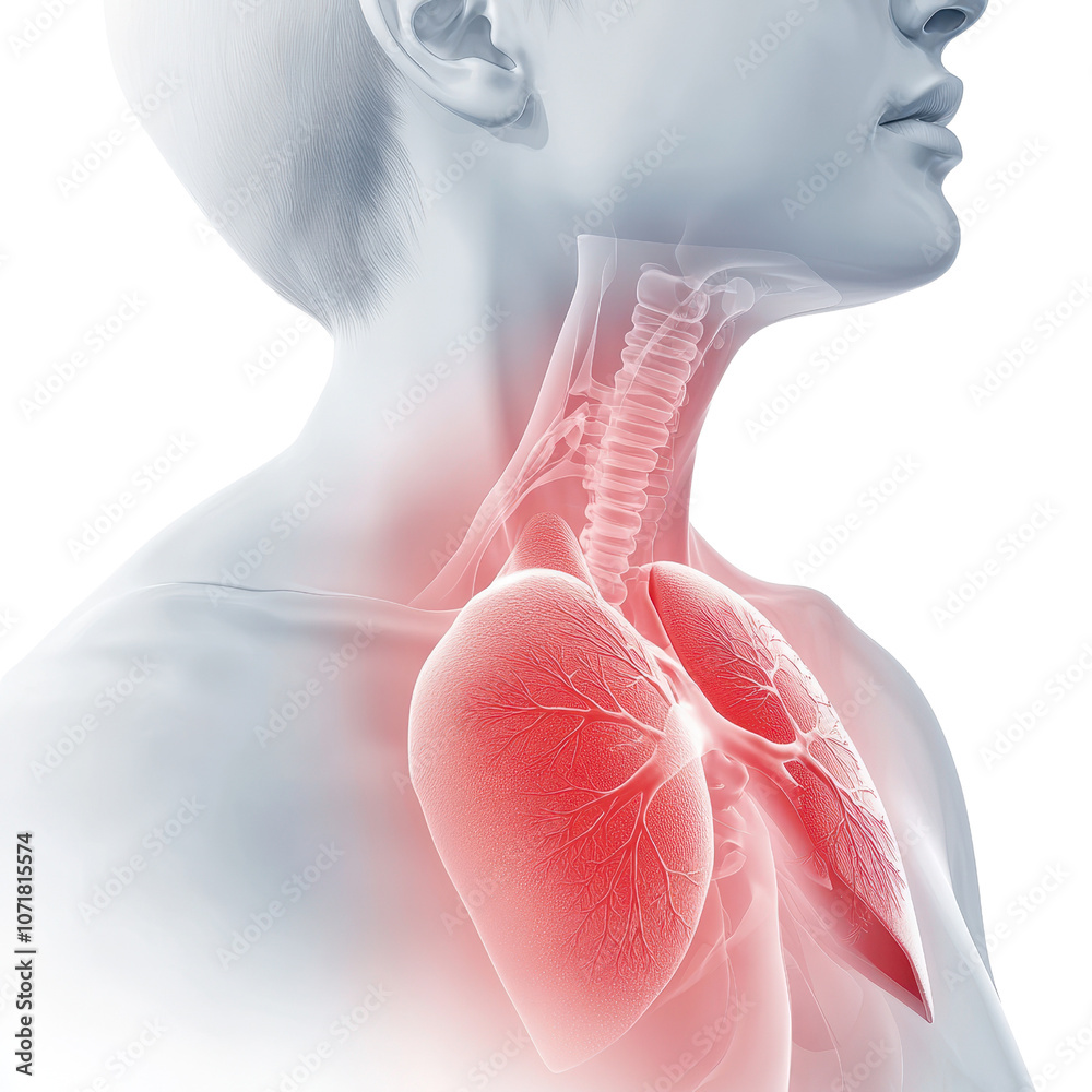 A visual representation of the human respiratory system, highlighting ...