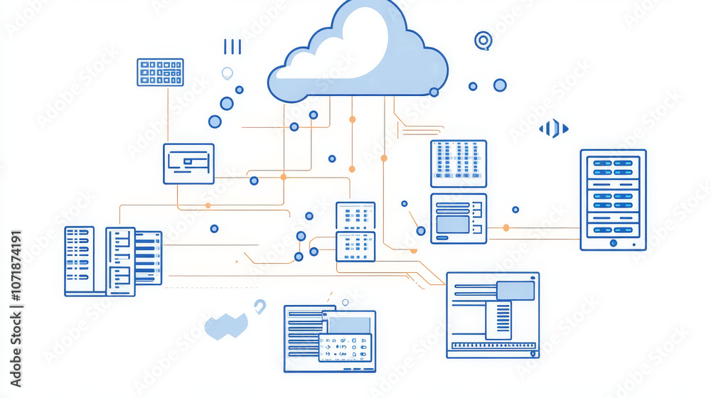Ilustración de Stock This image shows a simple drawing of how cloud ...