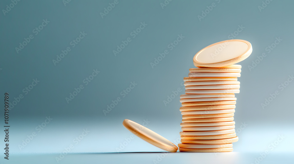 Dramatic 3D render shows golden coins tipping and rolling, highlighting ...
