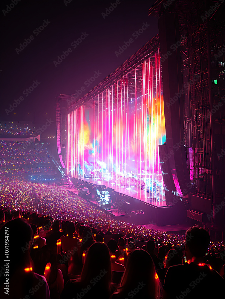 k-pop concert stage with flashy light show Stock Photo | Adobe Stock