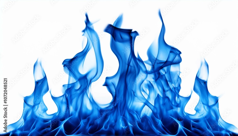 gas flame, realistic style, blue color palette, isolated on White ...