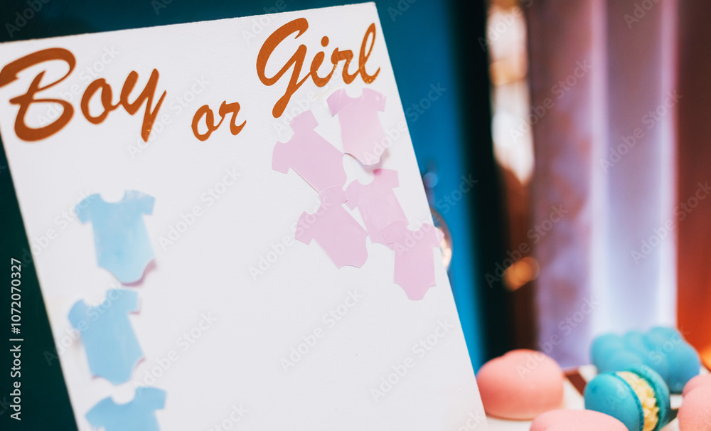 Boy or girl text on white board with sticky notes to choose, baby ...