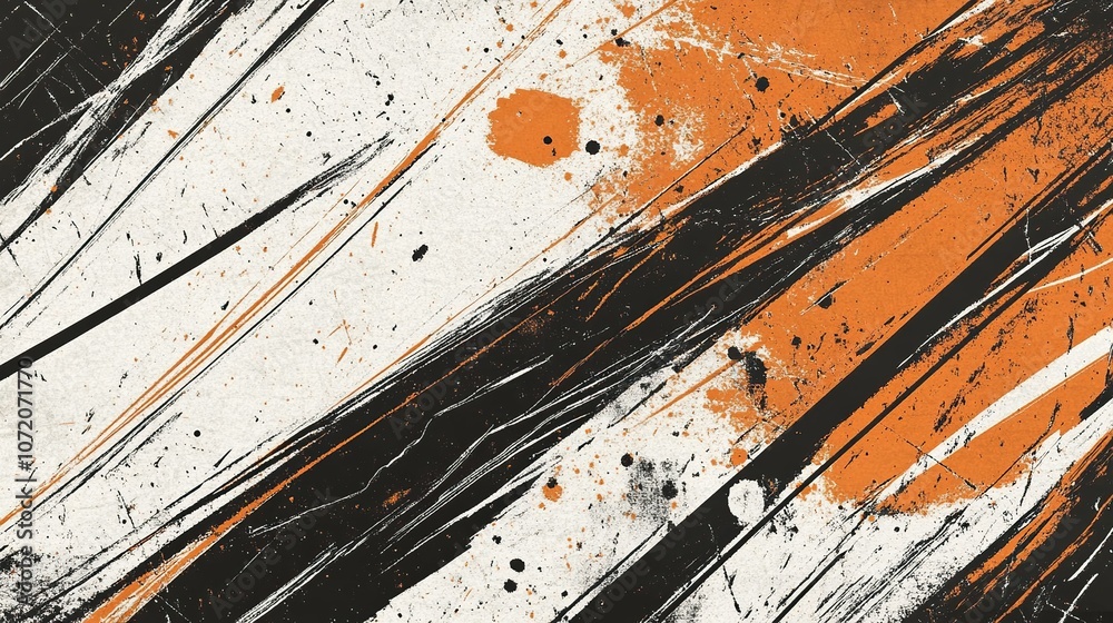 graphic line orange, black and white background with dod grunge ...