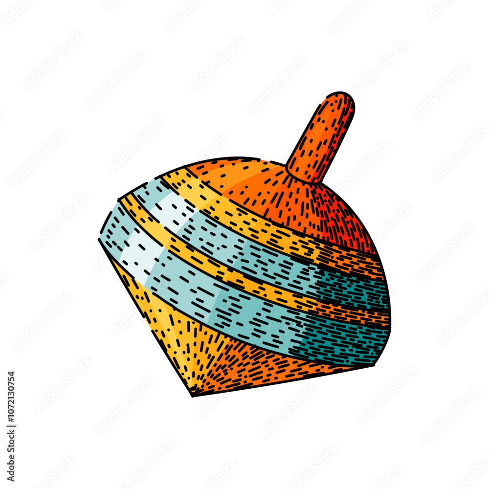 gyroscope spinning top hand drawn. balance spin, rotation physics ...