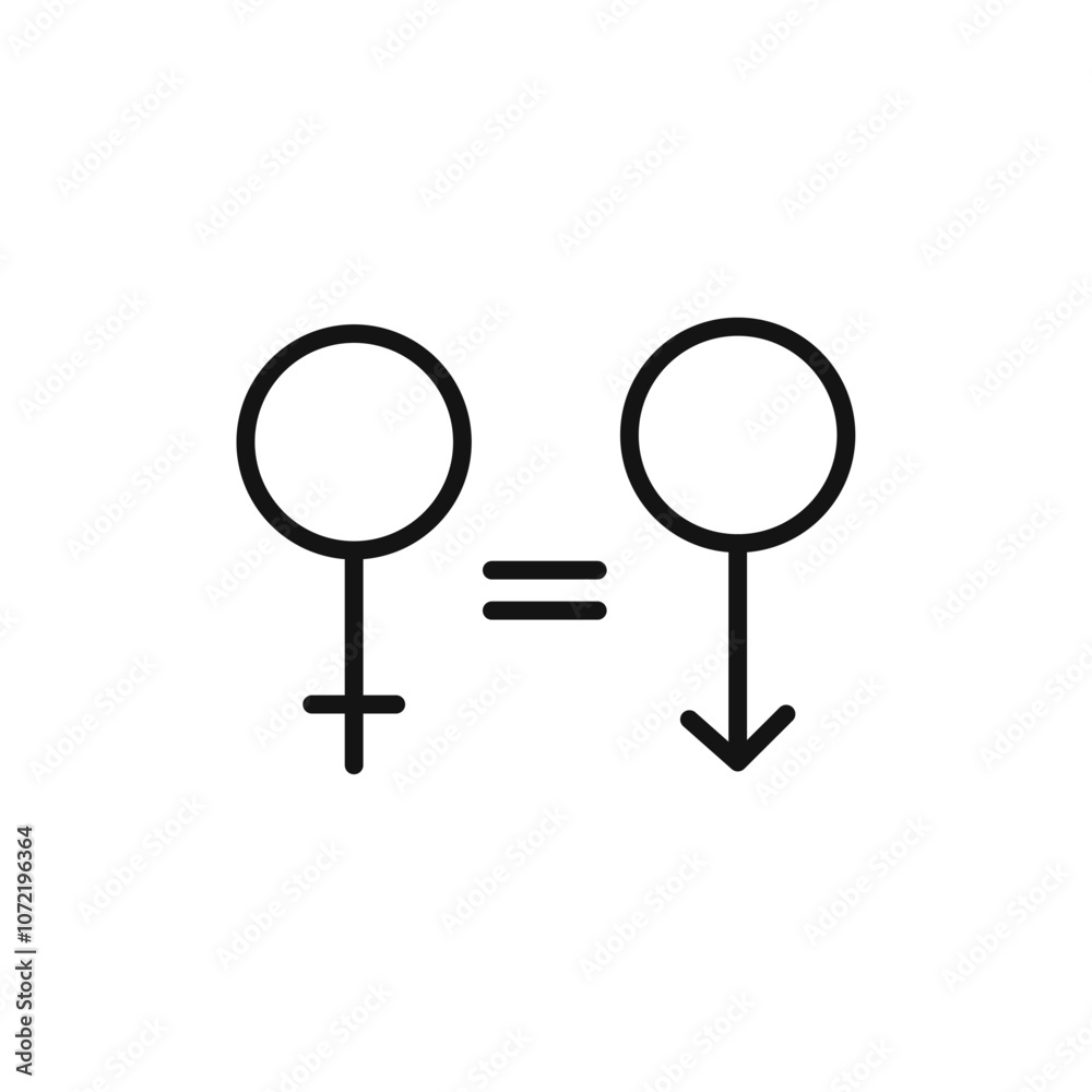 Equality icon black and white vector outline sign Stock Vector | Adobe ...
