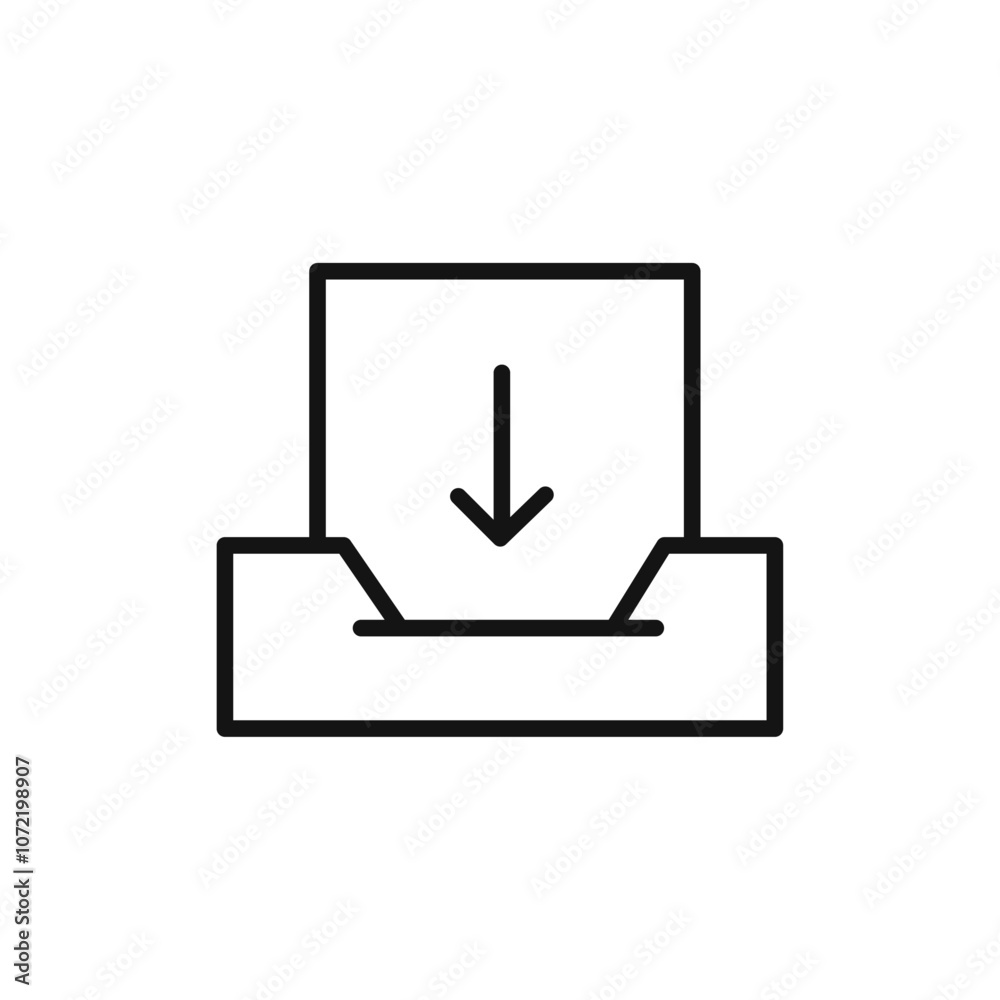 Inbox icon black and white vector outline sign Stock Vector | Adobe Stock