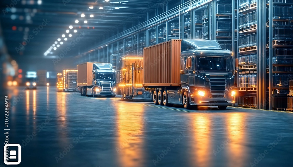 AI-Optimized Autonomous Logistics Hub, futuristic logistics hub where ...