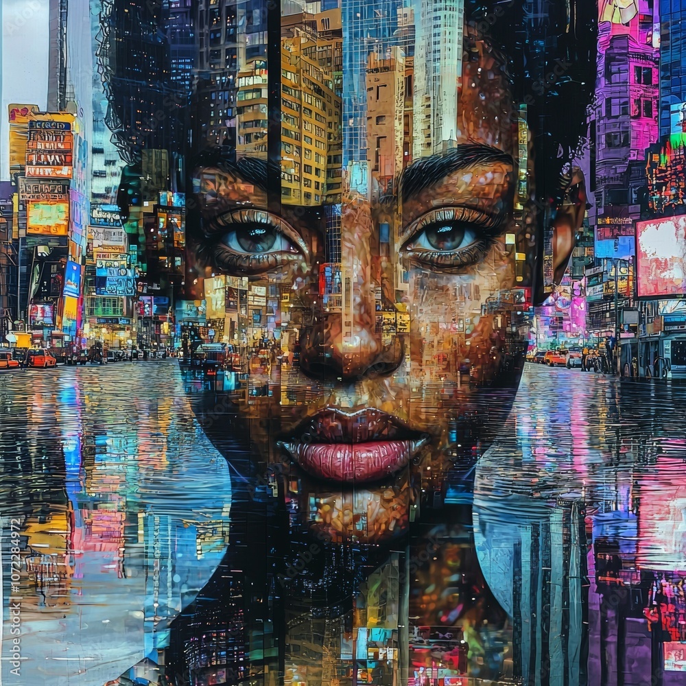 Using human features along with urban elements, this abstract collage ...