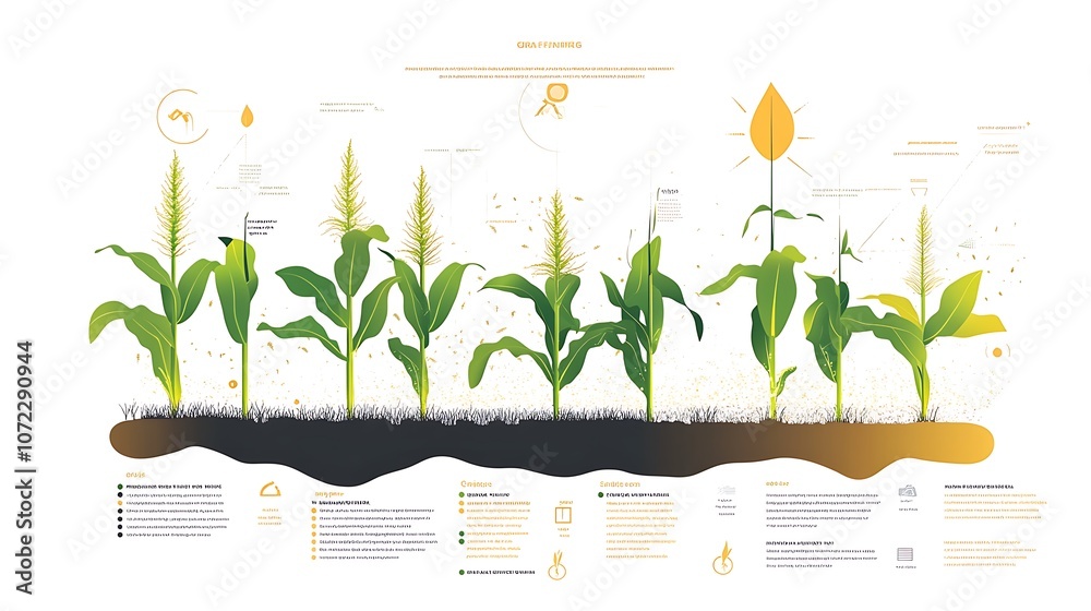Infographic depicting corn growth stages and environmental factors ...