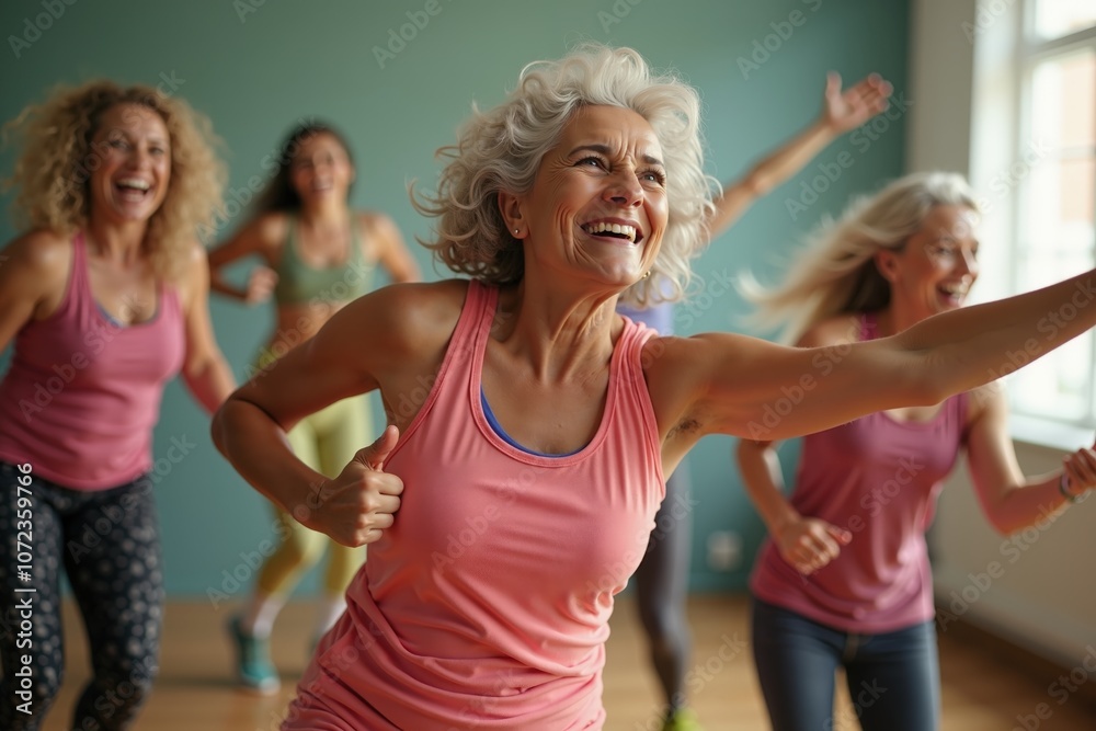 Energetic seniors embracing zumba dance fitness with joyful enthusiasm ...