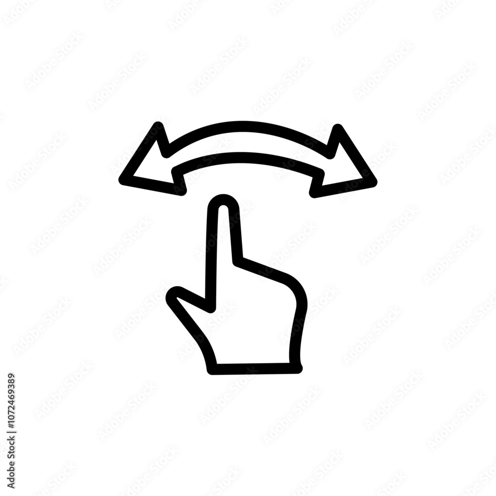 Hand, fingers, gesture, swipe, rotate icon black and white vector ...