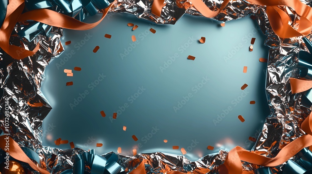 Abstract shiny foil texture with detailed creases and reflective ...