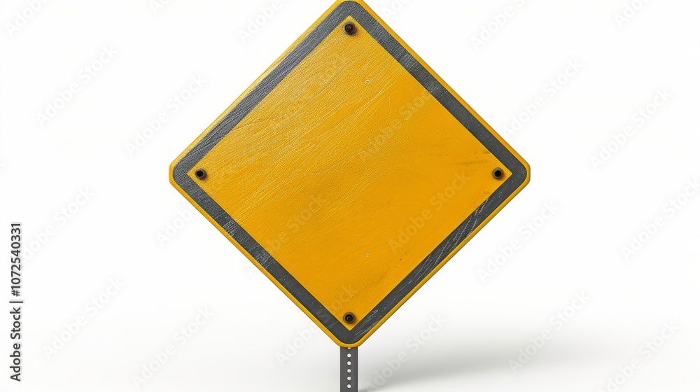 An empty yellow diamond road sign mounted on a metal pole. Concept of ...