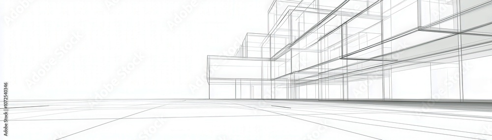Architectural Wireframe Design Illustration Featuring a Modern Building ...