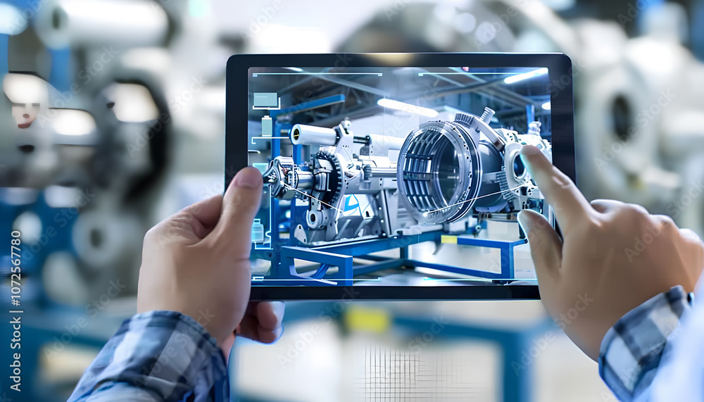 Factory Digitalization: Two Industrial Engineers Use Tablet Computer ...