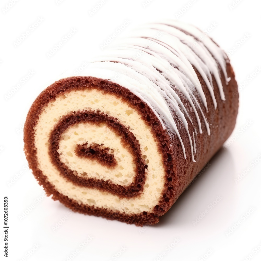Chocolate Swiss Roll, Round Sponge Cake Isolated, Sliced Rolled Vanilla ...