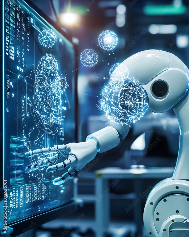 Automated assembly line with cobots, smart conveyor systems, computer ...