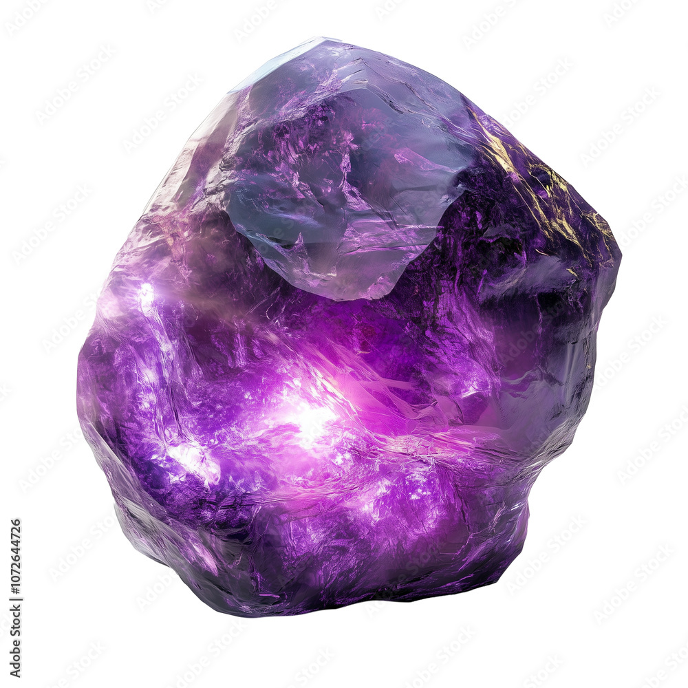 Natural amethyst rock from Brazil, glowing purple within, on a ...