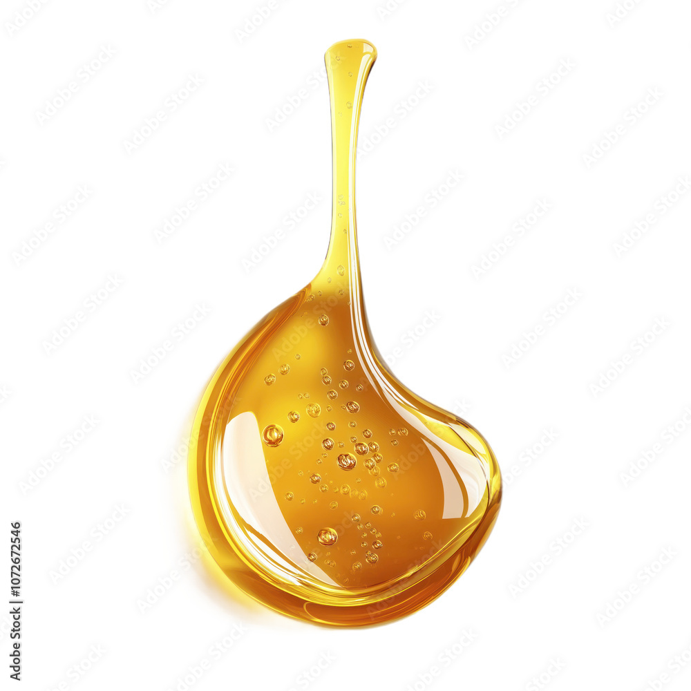 Golden honey drop isolated on transparent background. Liquid ...