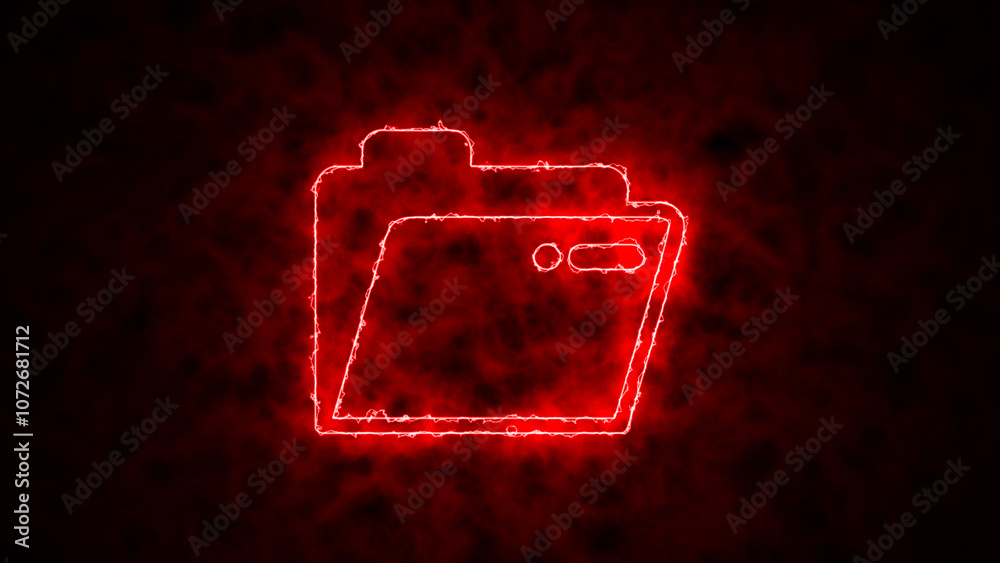 Fire Folder Icon, Outline neon folder icon. unseen folder icon red ...